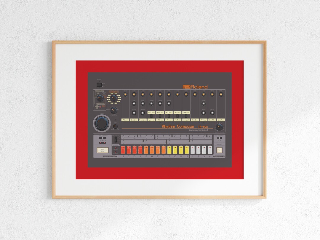 Roland TR-808 Drum Machine Digital Print, Retro Synth DJ Music Poster ...