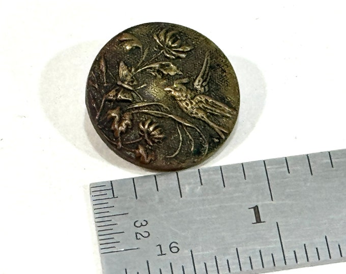 Antique French BUTTON, Victorian Bird, Flowers Butterfly,. Paris Back ...