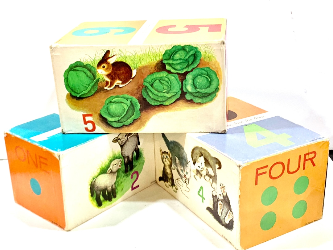 Vintage Playskool Blocks, Golden Book, Nested Stacking Toy, Animals ...