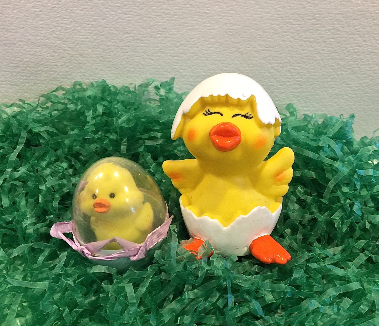 Vintage Easter Ducks Lot of two ducks Yellow Flocked Duck | Etsy