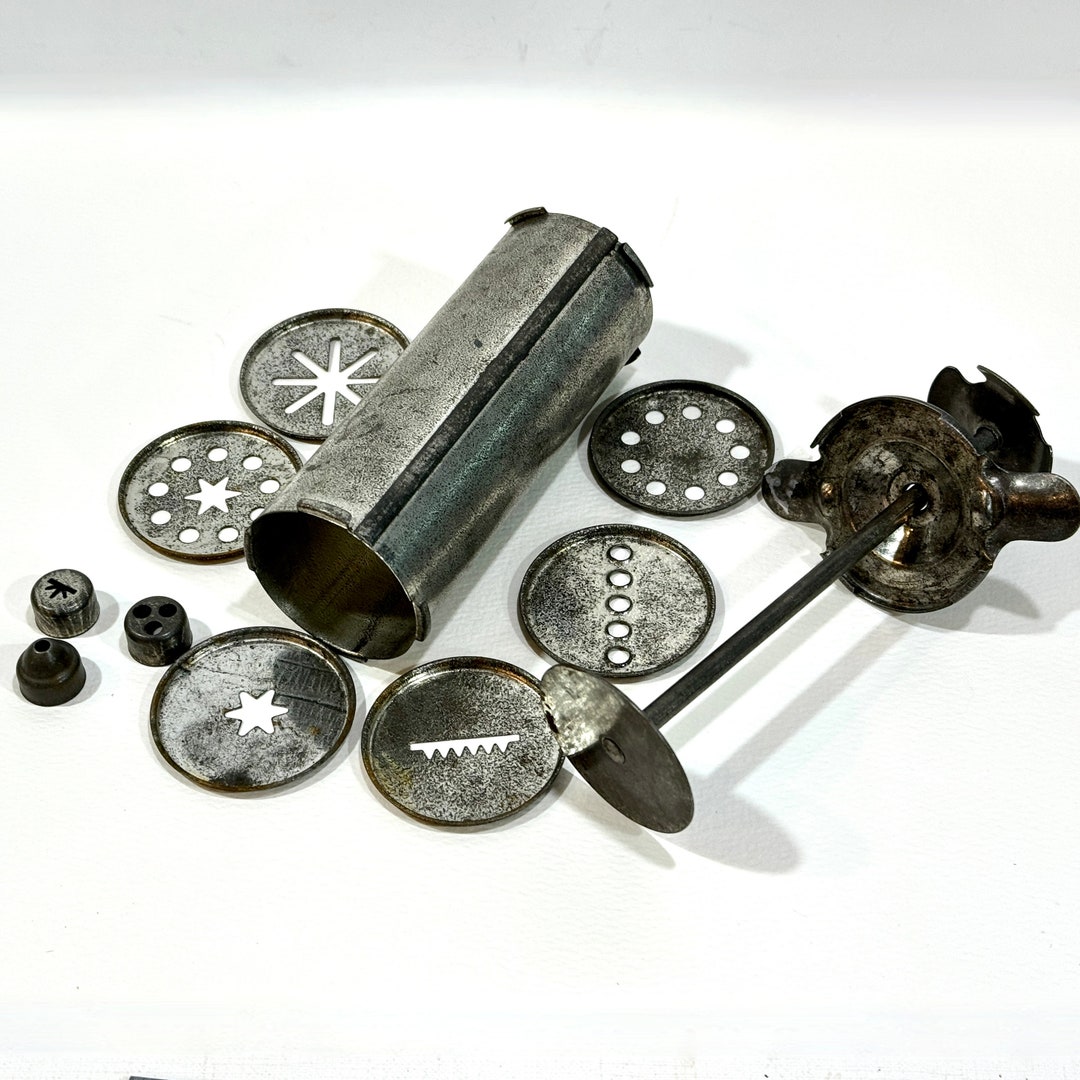 Cookie Press, Metal Spritz Plates, Vintage Fancy Holiday Stencils ...