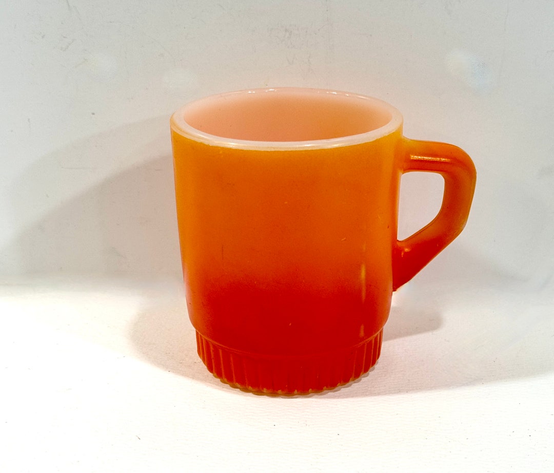 Vintage Kitchen, Fire King Cup, Anchor Hocking, Orange Ombre Cup, Stack ...