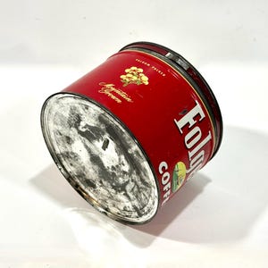 Vintage 1950s Folgers Coffee Can, Key Wind, Original Lid, Colorful Ship ...