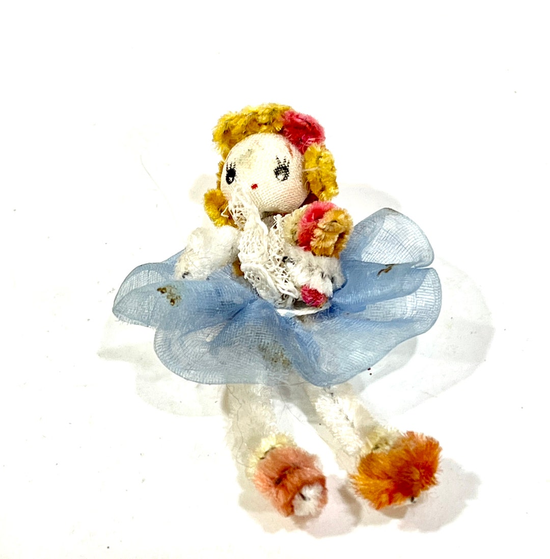 Vintage Chenille Doll, Girl ,figurine, Spun Cotton, Mini Pose Doll ...