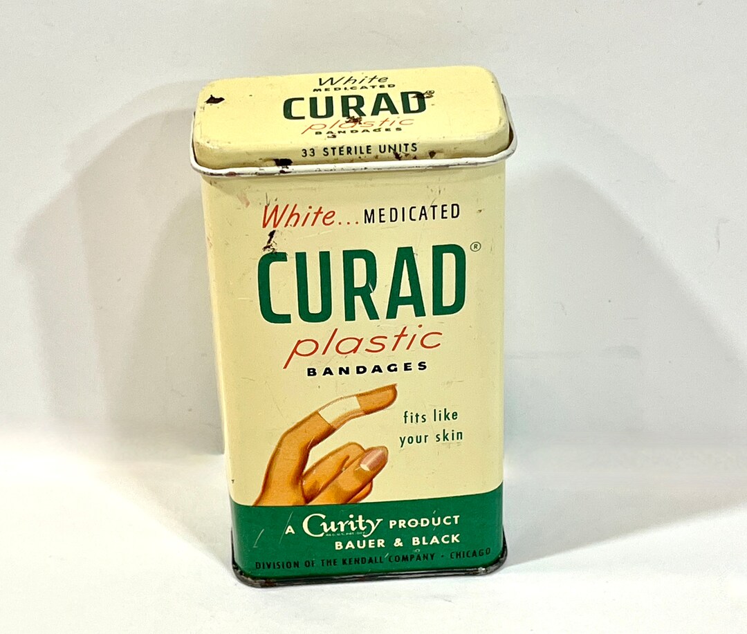 Vintage Tin, Curad Bandages, White Medicated, Empty Tin, Bandaid Tin ...