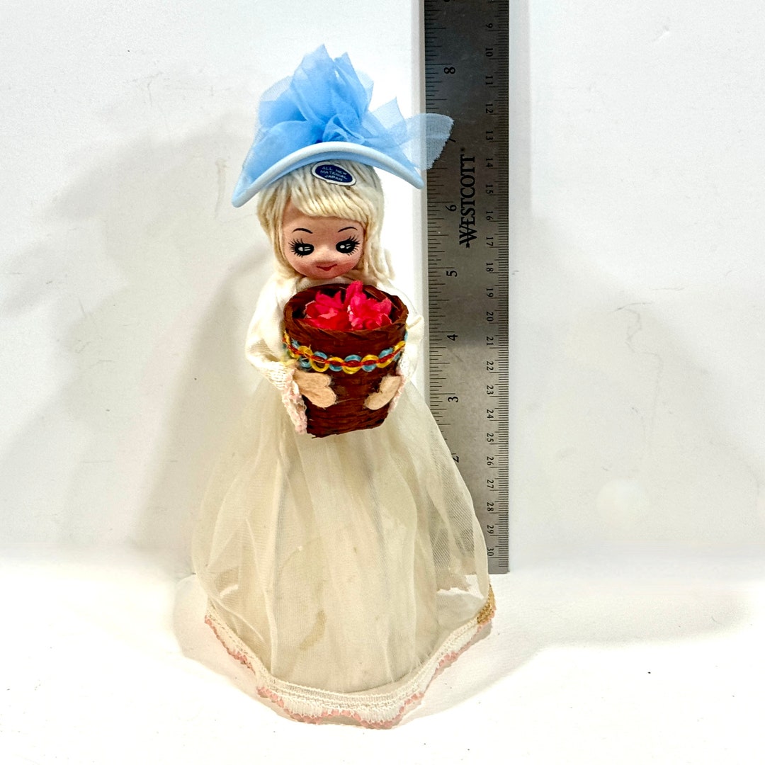 Vintage Stockinette Doll: 1950s Flower Girl With Basket - Etsy