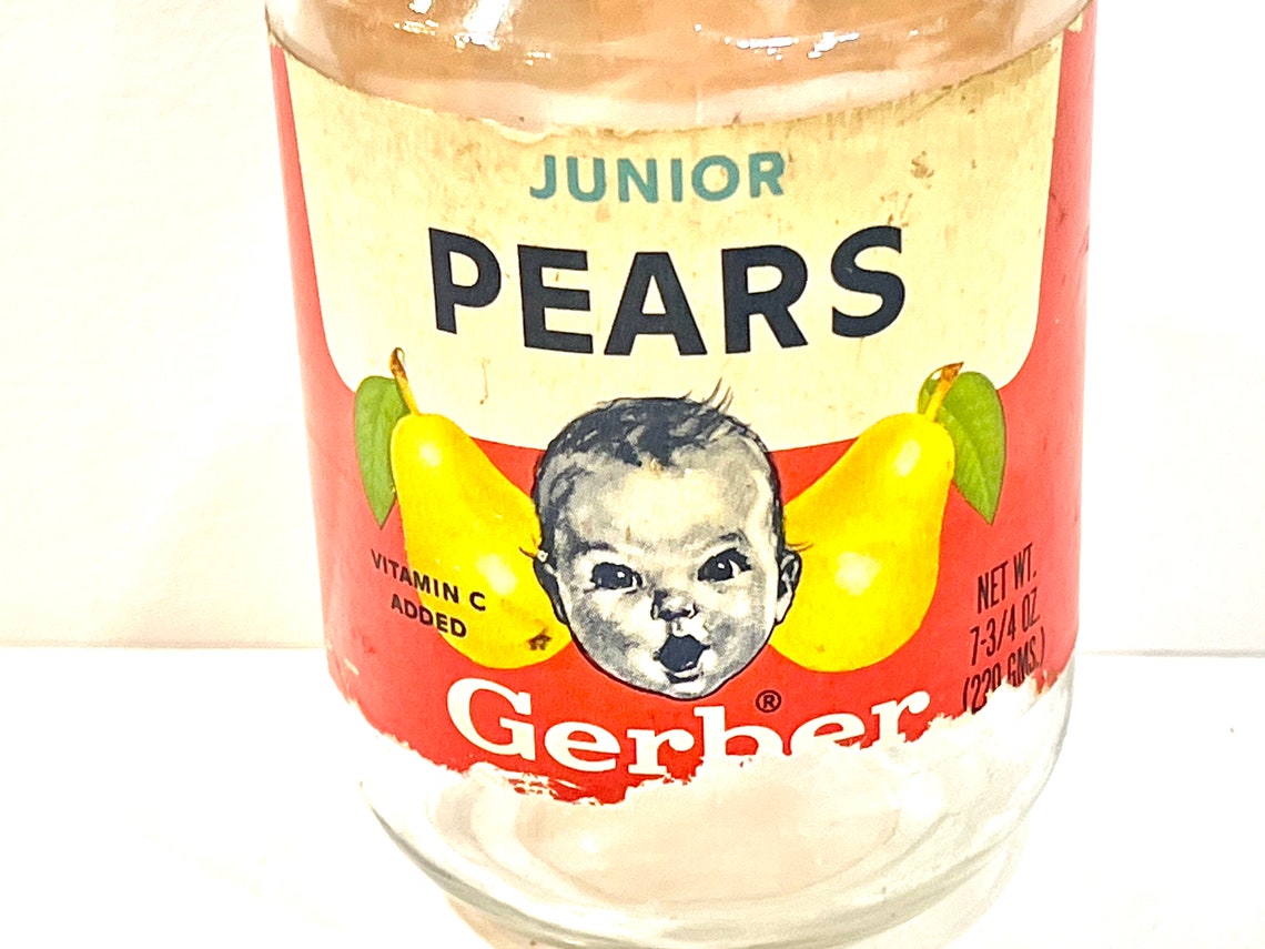 Vintage Gerber Jar Junior Baby Food Glass Jar Red Label | Etsy
