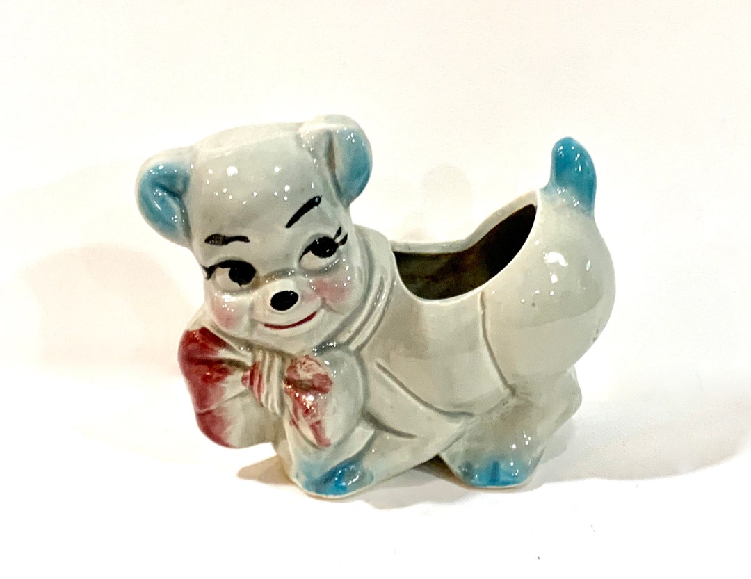 1940s Dog Planter, Shawnee Pottery, Puppy Figurine, Blue and White ...