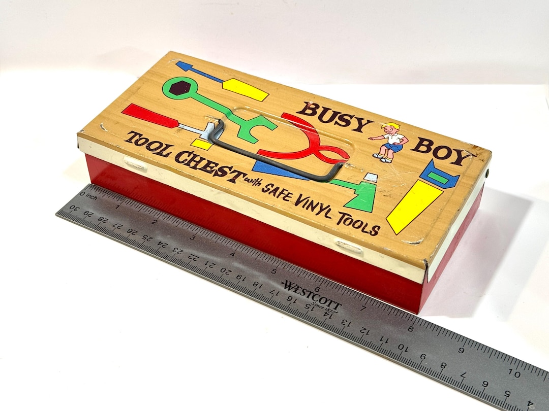 Toy Tool Chest, Ohio Art Tin, Busy Boy Tool Chest, With Original Tools ...