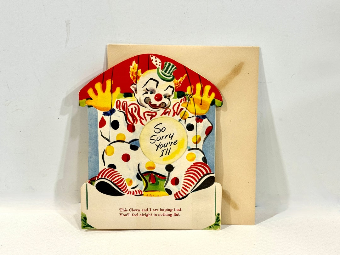 Greeting Card A Birthday Wish, Circus Clown, Puppet Ballerina, Strong ...