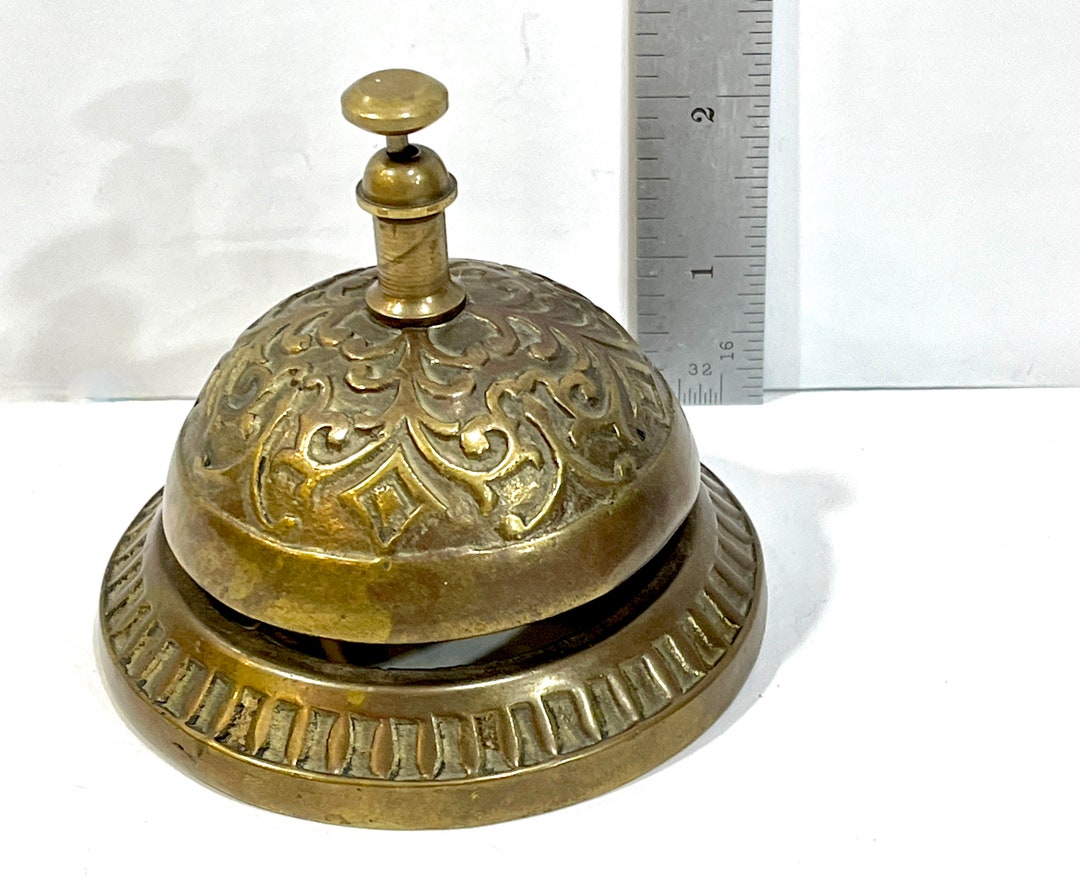 Antique Brass Service Bell, Shop Counter Bell, Antique Metal Hotel Bell ...