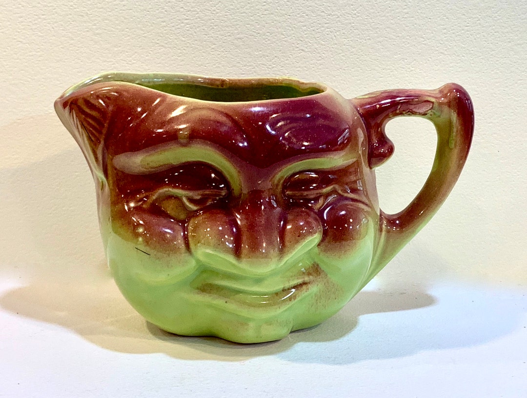 Vintage Character Face Pitcher, Majolica Face Jug, Anthropomorphic, Art ...