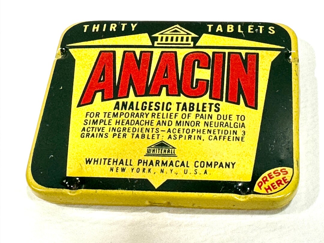 Anacin Tin Large Purse Size 30 Tabletsanalgesic Tablets - Etsy