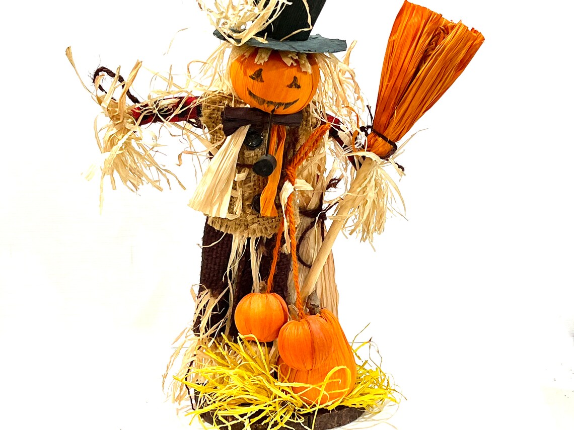 Vintage Halloween Pumpkin Head Scarecrow Corn Husk Jack o | Etsy