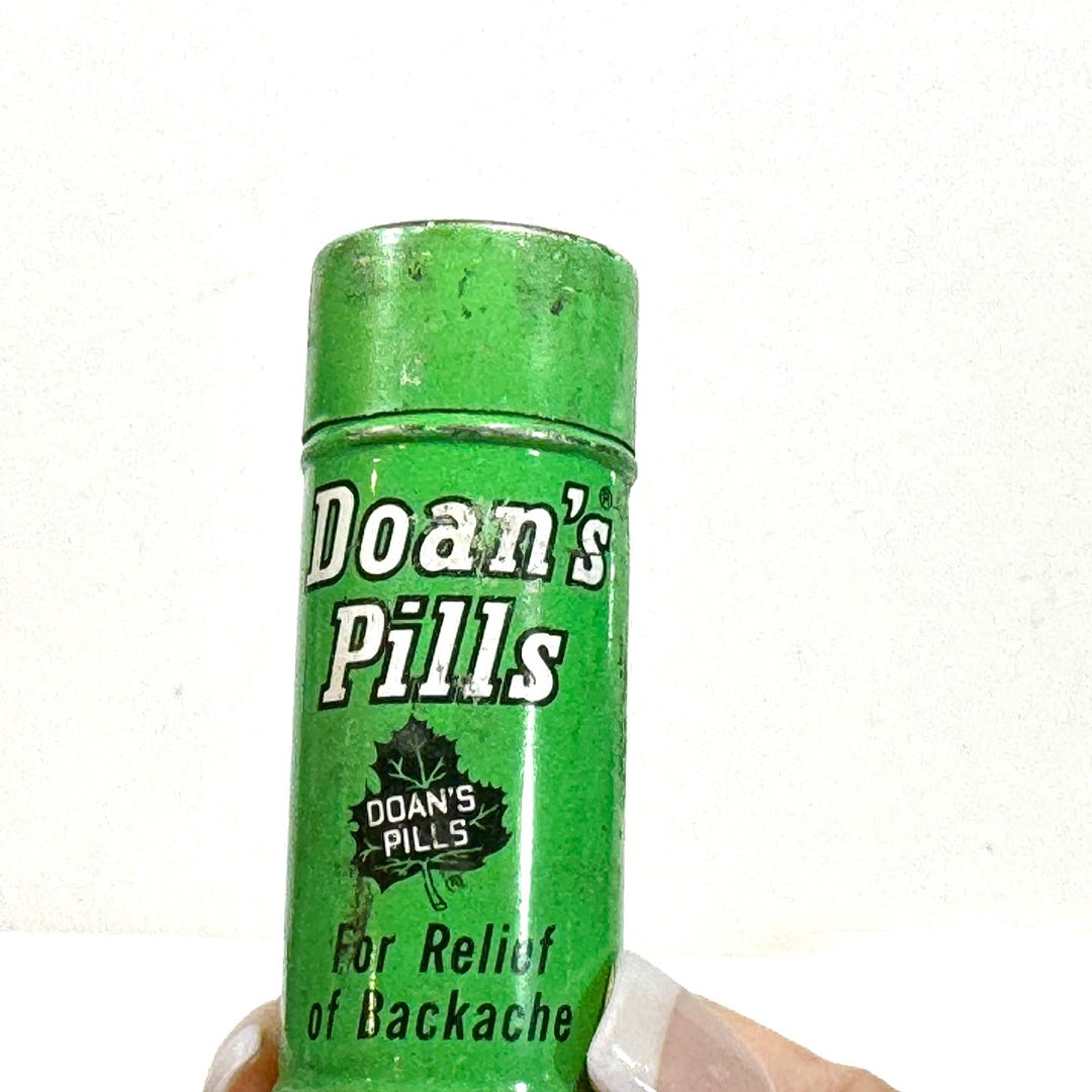Vintage Tin, Doans Pills, Lime Green, Tube Shape, Embossed Lid ...