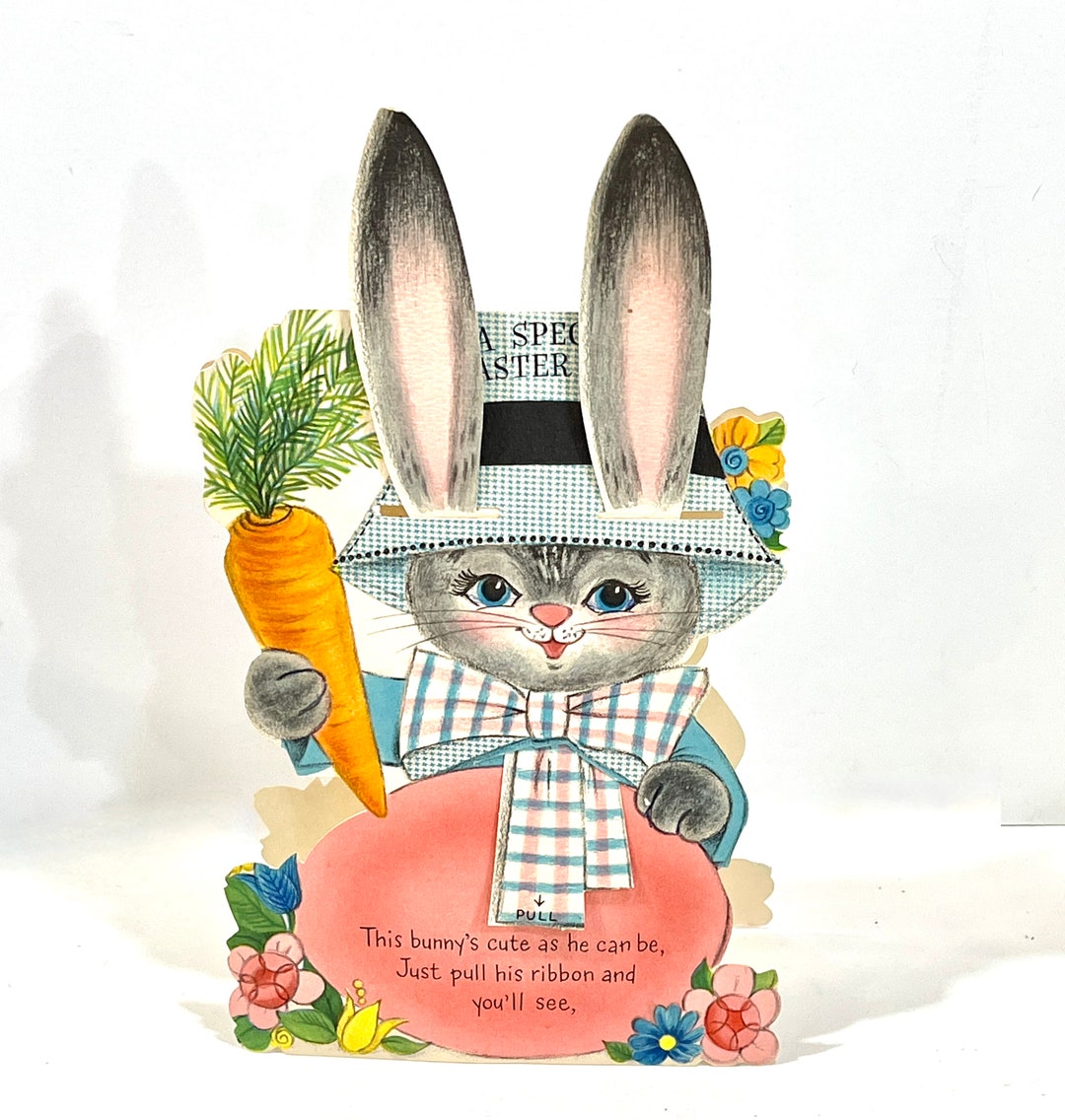 1960s Easter Card, Die Cut Hallmark, Easter Bunny, Easter Egg, 9x5 ...