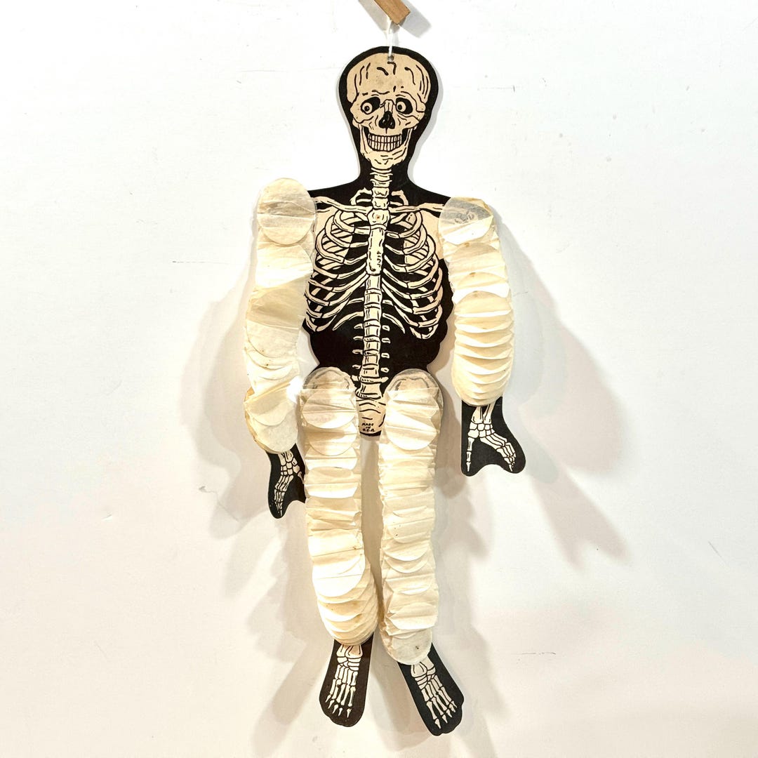 1940s Skeleton Dancer, Die Cut Beistle, Honeycomb Limbs, Original ...
