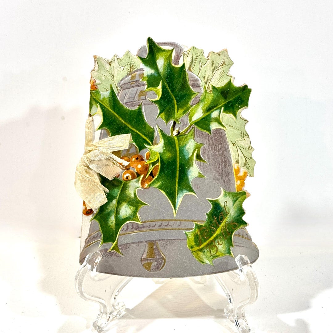 Vintage Christmas, Litho Die Cut Bell, Christmas Poetry, Lithographic ...