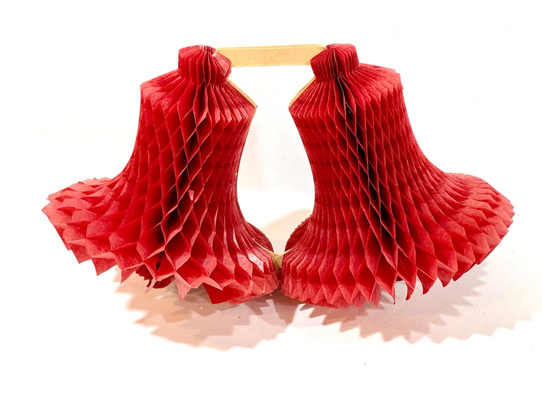 Vintage Christmas, Honeycomb Bells, Two Bells, Red Tissue Bells ...