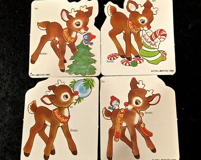 Vintage Christmas Gift Tags RUDOLPH the Red Nosed Reindeer - Etsy