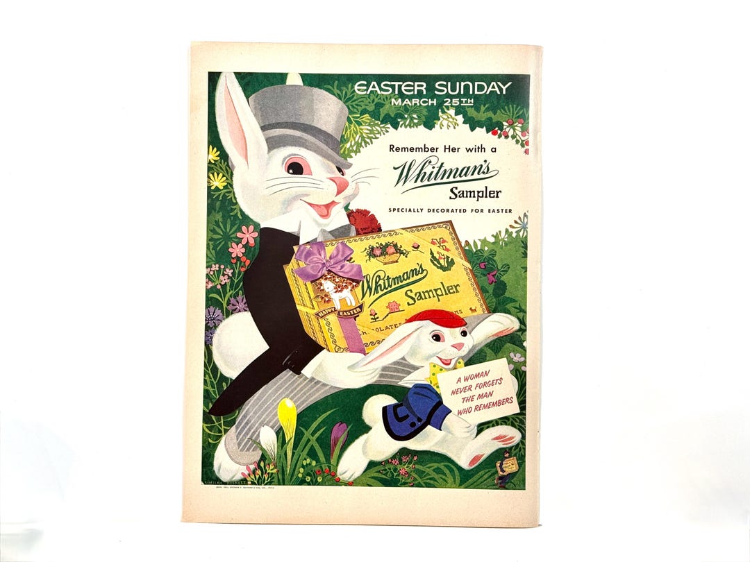 Vintage Easter Ad, 1951 Whitman's Sampler Candy Choolate Magazine Add ...