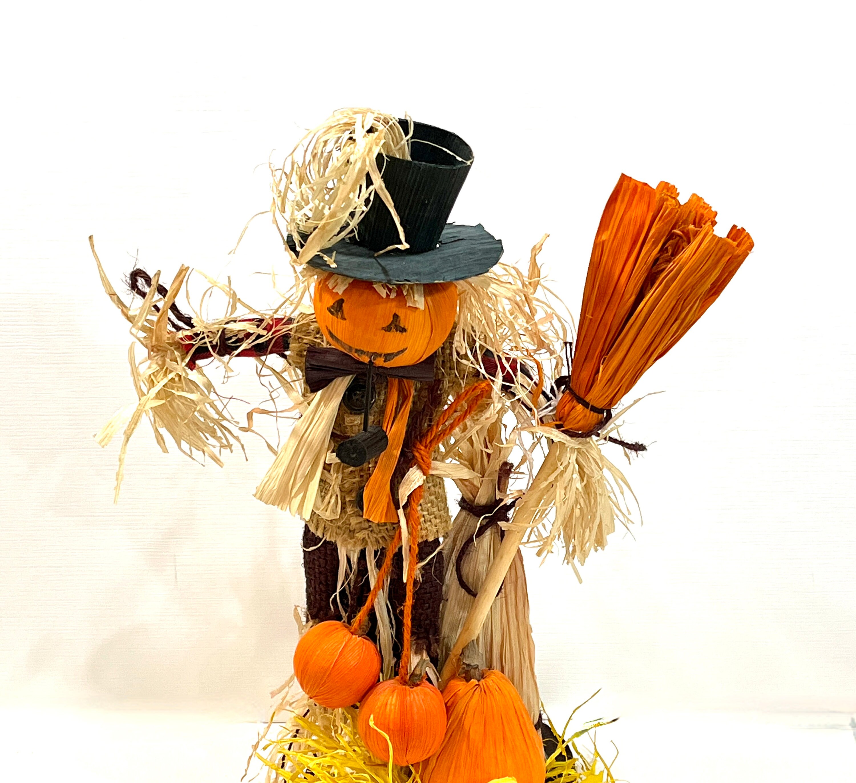 Vintage Halloween Pumpkin Head Scarecrow Corn Husk Jack o | Etsy