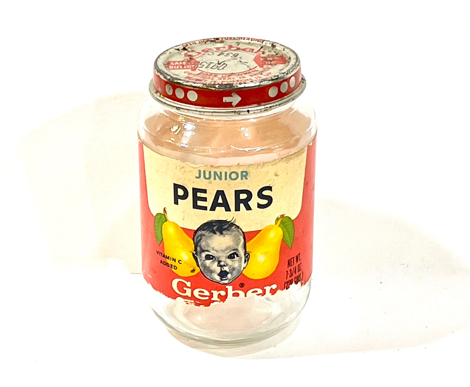 Vintage Gerber Jar Junior Baby Food Glass Jar Red Label | Etsy