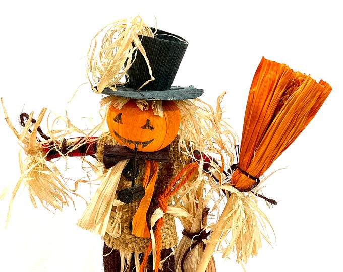 Vintage Halloween Pumpkin Head Scarecrow Corn Husk Jack O - Etsy
