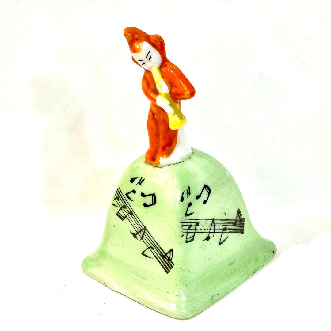 Vintage Elf Pixie Bell, Music Notes, Ceramic Collectible, Figural Bell ...