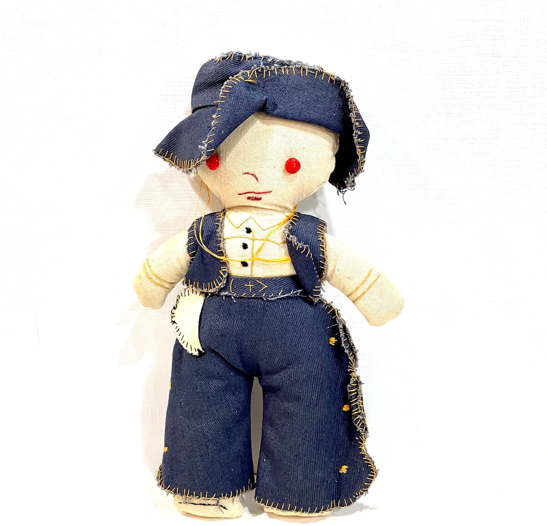 Vintage Doll, Cowboy Doll, Rag Doll, Handmade, Embroidery Details ...