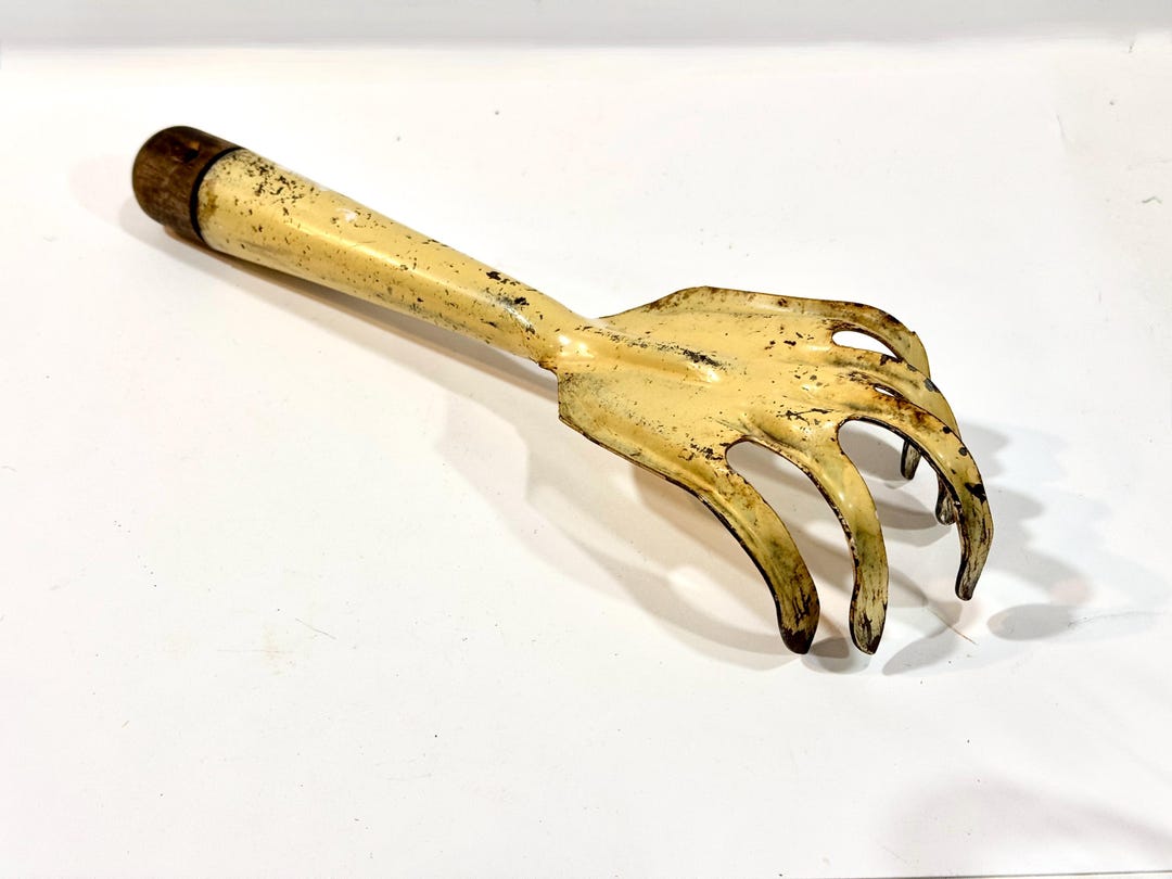 Vintage Garden Tool, Primitive Hand Rake, Rustic Fork Claw, Mid Century ...