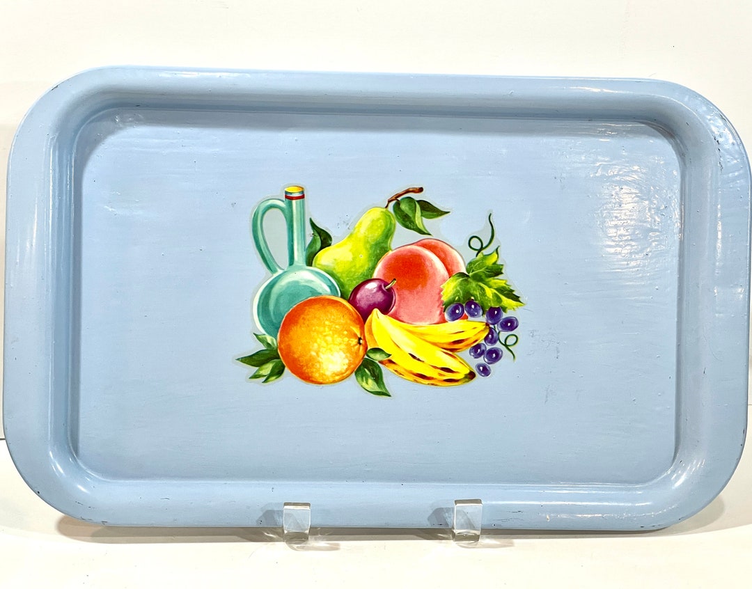 Tole Painted, Metal Tray, Fruit and Wine, Mid Century 1960s, Wine Lover ...