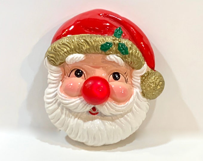 Vintage Christmas, Santa Claus Face, Door Ringer, Musical Doorbell ...