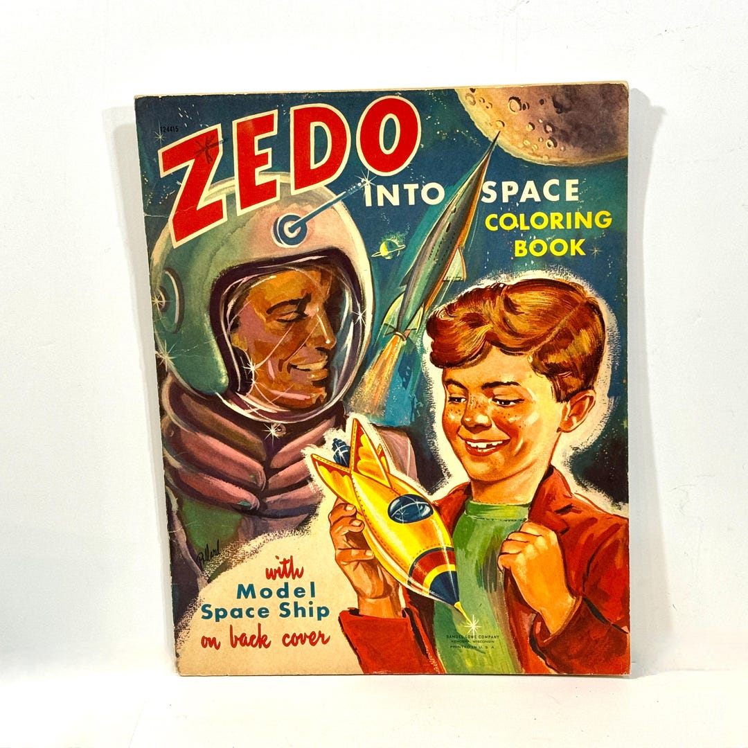 Vintage Space Book, Zedo Into Space, Coloring Book, Model Space Ship ...