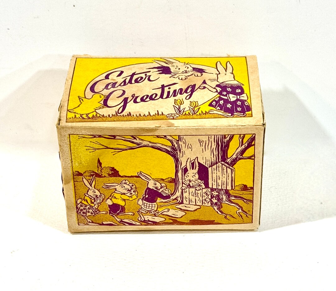 Vintage Easter, Candy Box, 1940s, Bunny Family, Color Litho, Cardboard ...