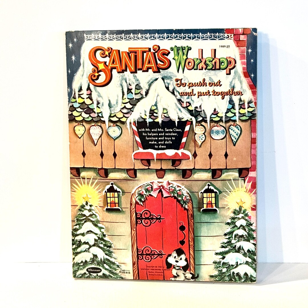SANTA'S WORKSHOP, Push Out, Put Together, Fold Out Display, Christmas ...