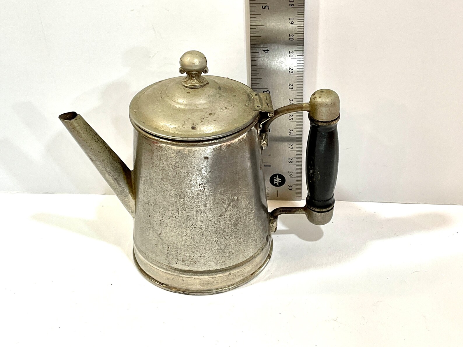 Vintage Kitchen Metal Coffee Pot Hinged Lid Wood Handle Mid - Etsy