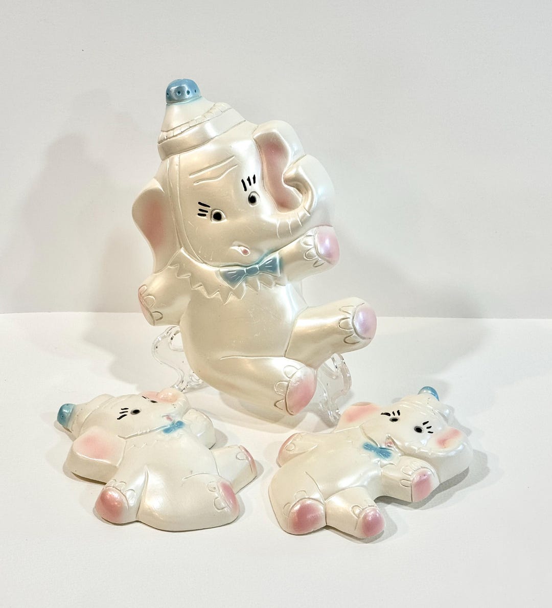 Vintage Decor, Chalkware Elephants, Circus Elephants, Set of 3, Mom and ...