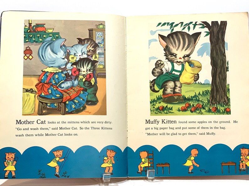 Vintage Three Little Kittens, Margot Voigt, Linen Like Book, USA, Mid ...