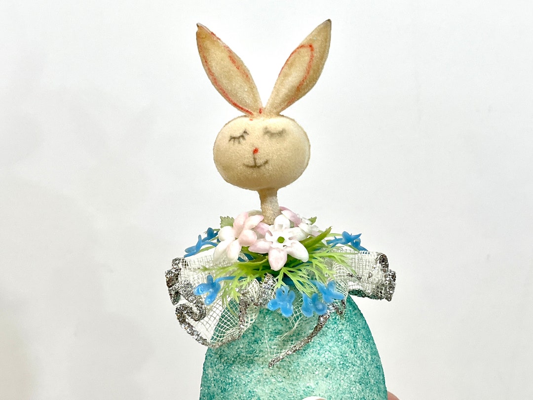 Vintage Easter Bunny Eggs, Girl Rabbit, Mid Century Holiday, Spring ...