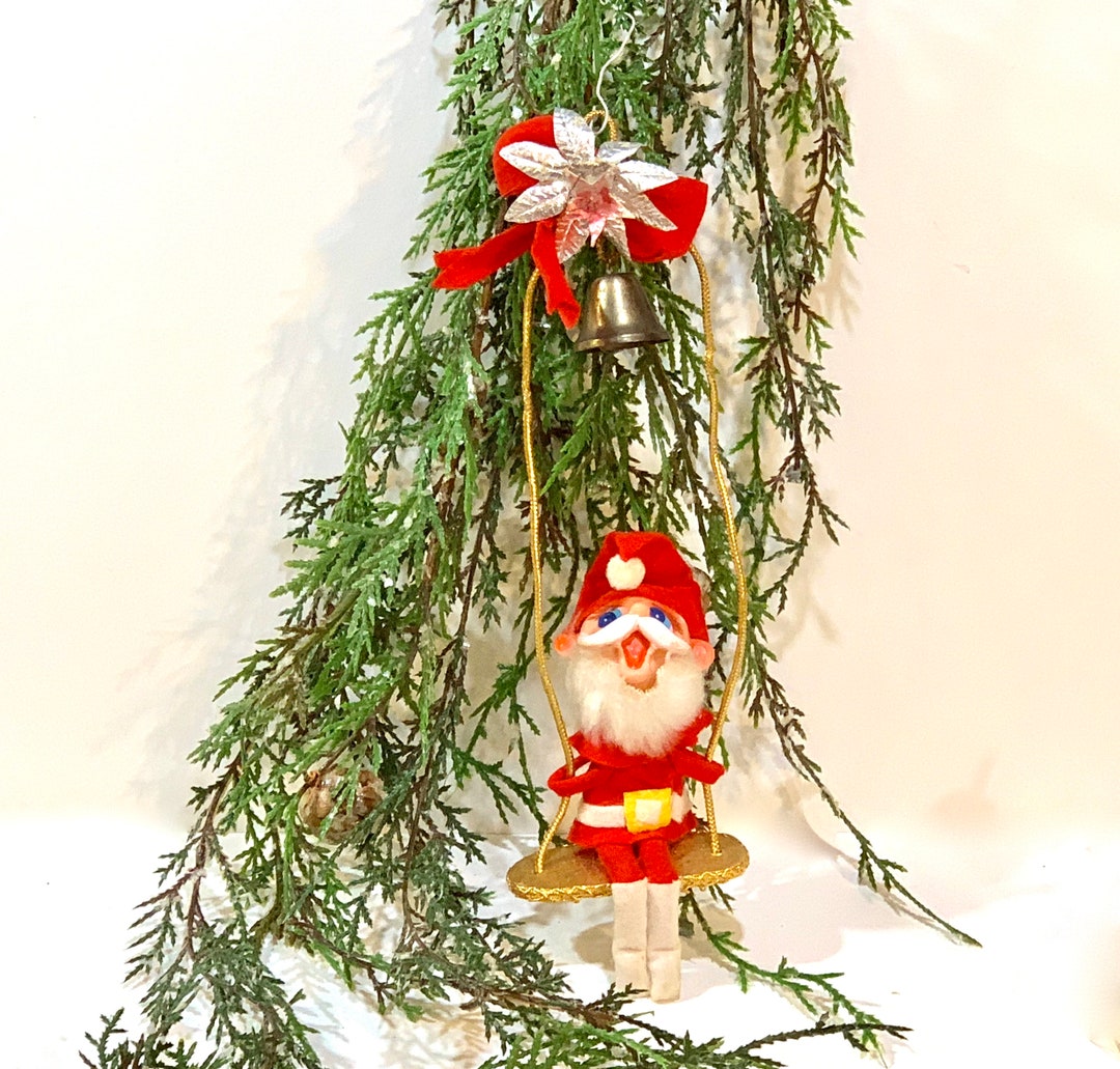 Vintage Santa Claus Ornament Santa on Swing Brass Bell - Etsy