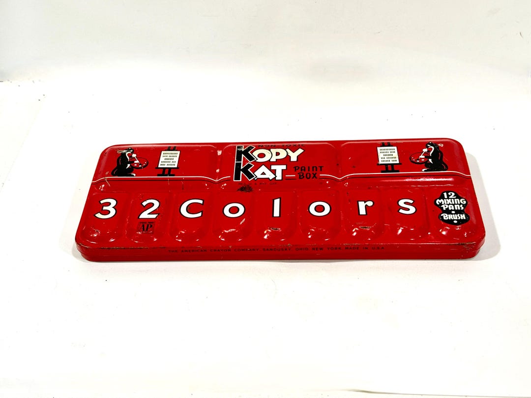 Vintage Paint Palette, Kopy Kat, Paint Box, 32 Colors. 12 Mixing Pans ...