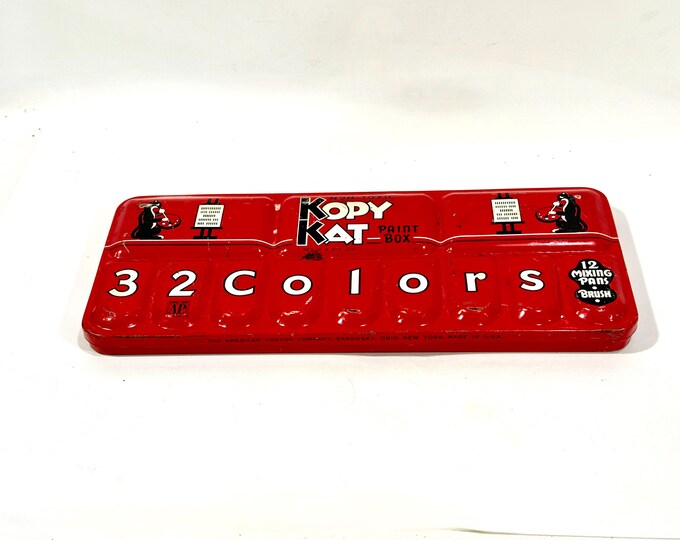 Vintage Paint Palette, Kopy Kat, Paint Box, 32 Colors. 12 Mixing Pans ...