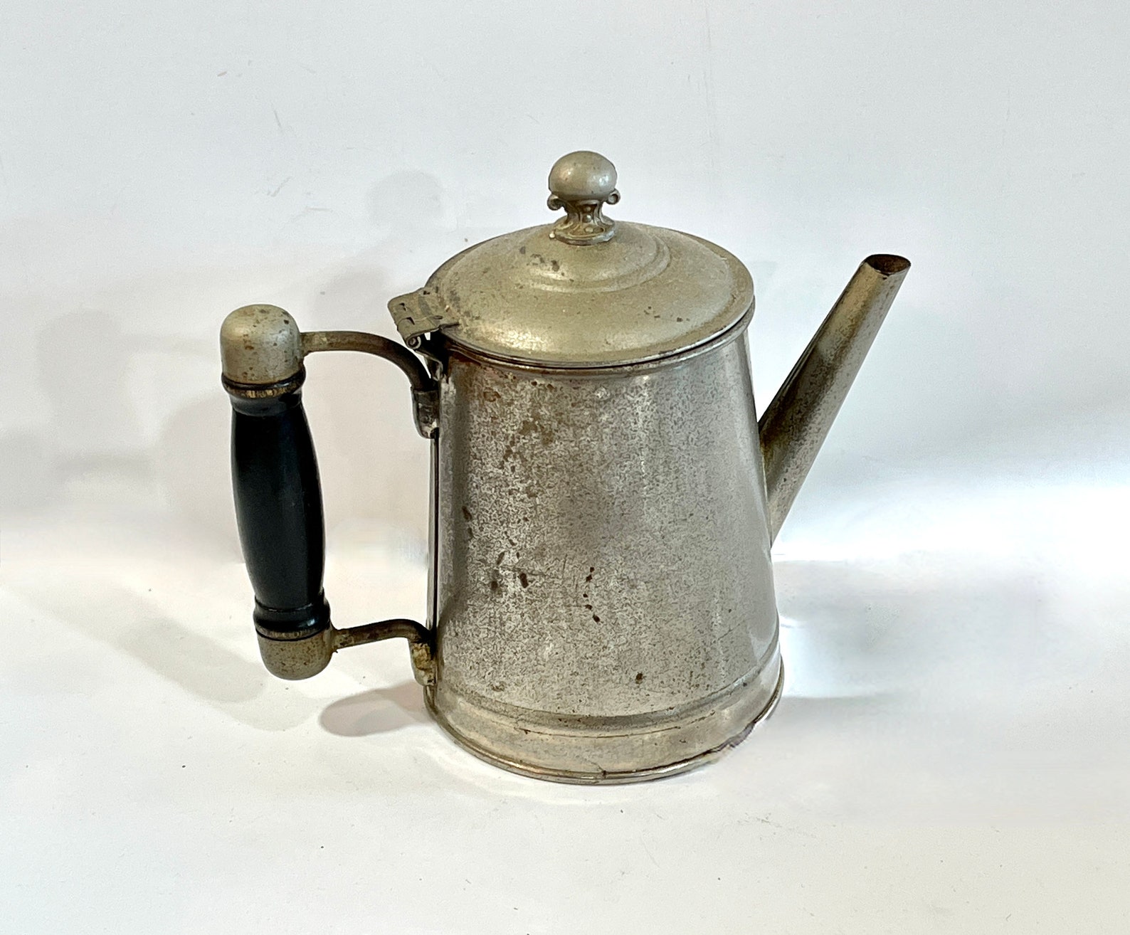 Vintage Kitchen Metal Coffee Pot Hinged Lid Wood Handle Mid - Etsy