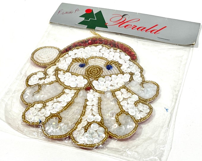 Sequin Appliqué, Santa Claus Face, Original Package, Christmas Accent ...