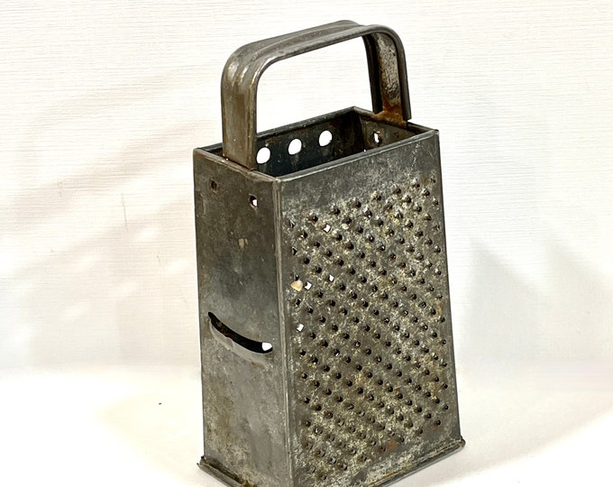 Vintage Metal Box Grater, Hand Held, 4 Sided Shredder, Mid Century ...