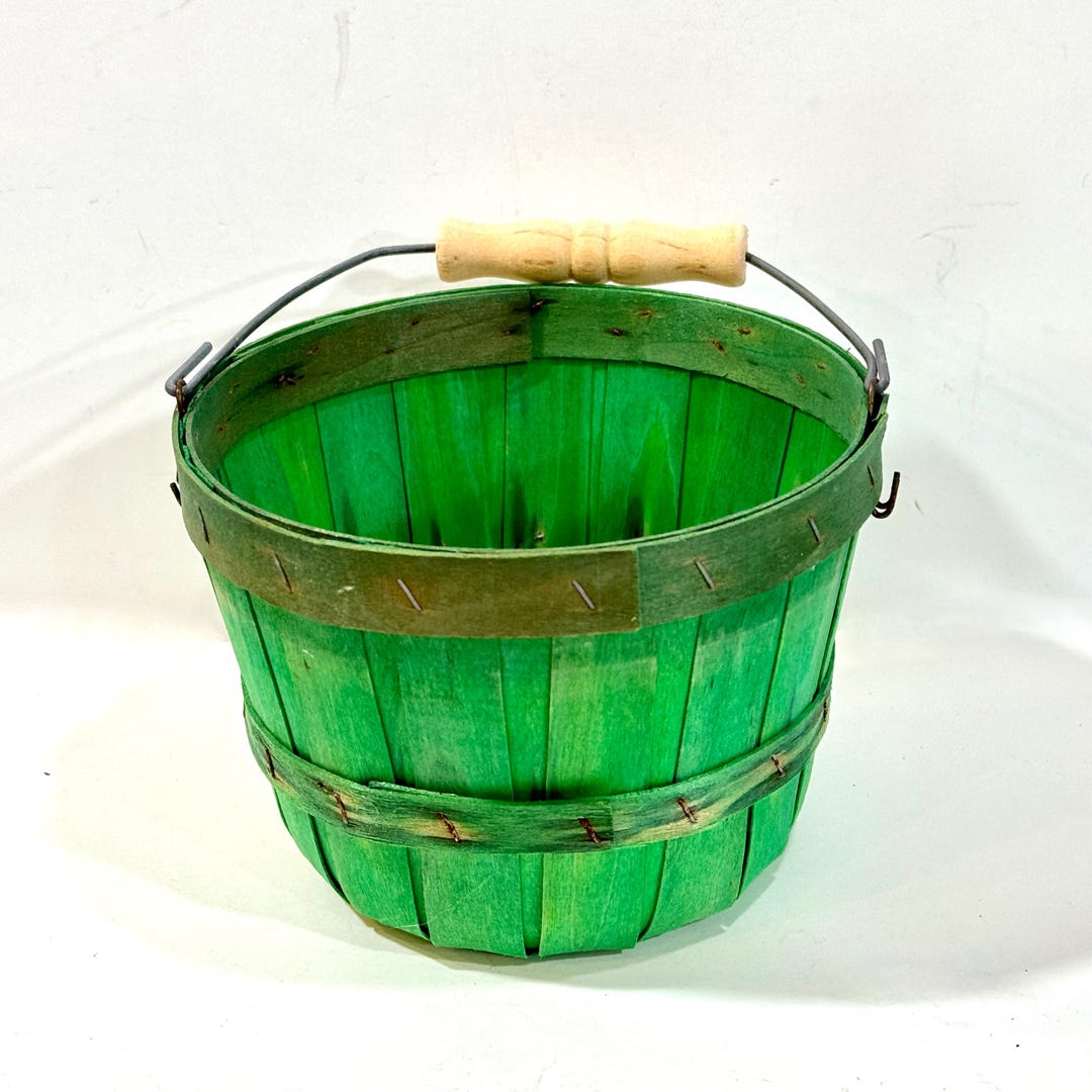 Vintage Basket, Split Wood, Wire Bail, Wood Handle, Small Basket, 5 ...