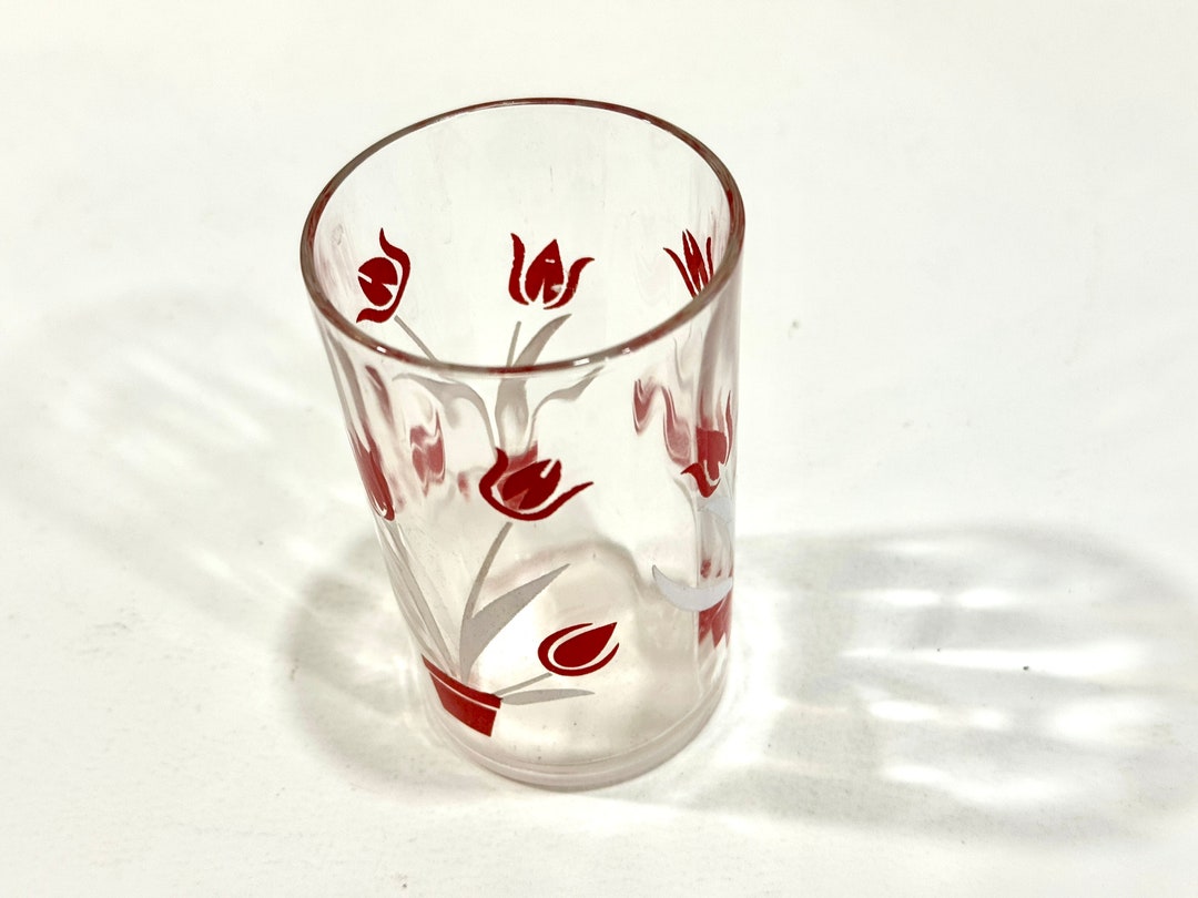 Vintage 1930s Swanky Swigs, Red Tulip Glass, Kraft Cheese Promo Hazel ...