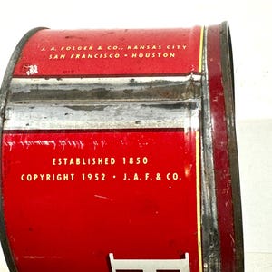 Vintage 1950s Folgers Coffee Can, Key Wind, Original Lid, Colorful Ship ...