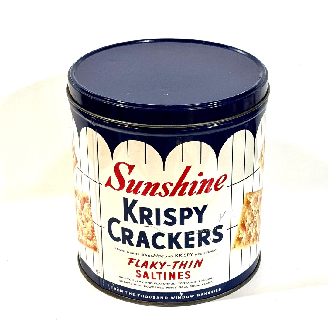 Vintage Kitchen, Cracker Tin, SUNSHINE CRACKERS, Flaky Thin Saltines ...